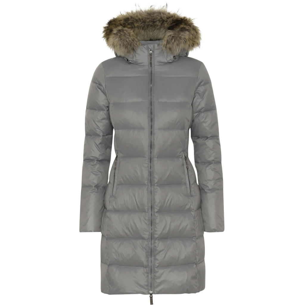 Women's down coat with fur - Grey